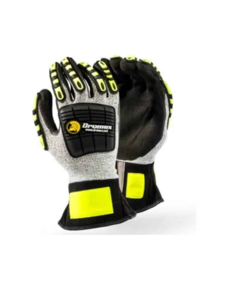 Dromex Mach 777 Impact & Vibration Glove Cut 5 Black Grey Lime Size 7 ...