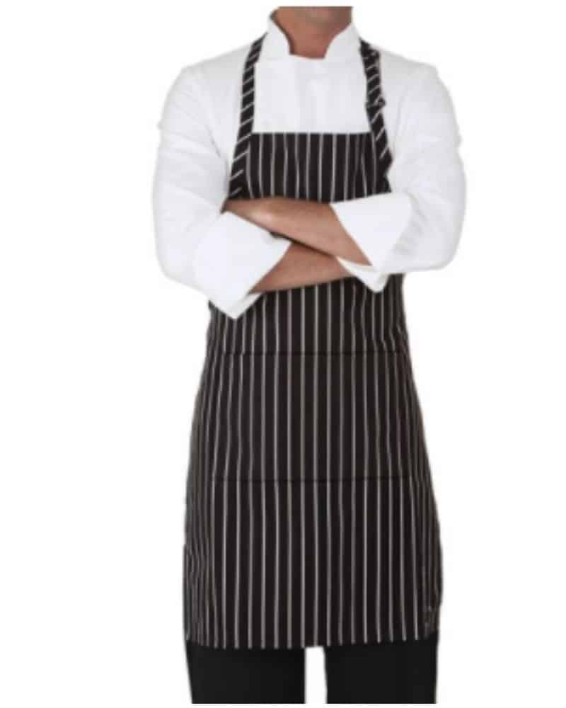 BLACK N WHITE CHALKSTRIPE CHEF'S FULL APRON - ZDI Safety & Uniform Wear ...