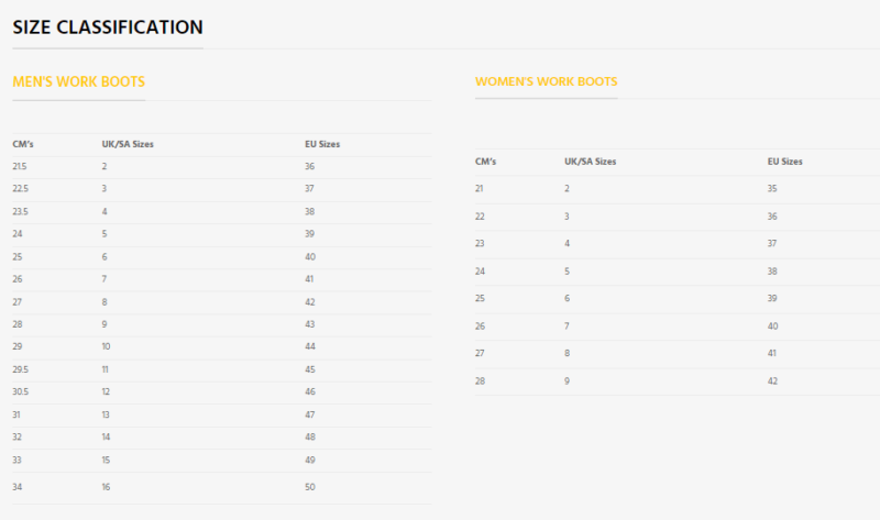 Footwear Sizing Chart - ZDI - Safety PPE & Uniforms Wholesaler Since 2018