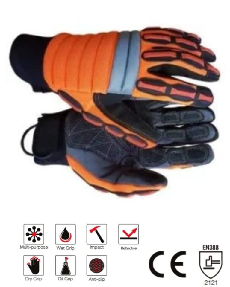 Pioneer Maxmac Miner Safety Gloves Black/Orange 7‑12 EN388 - ZDI ...