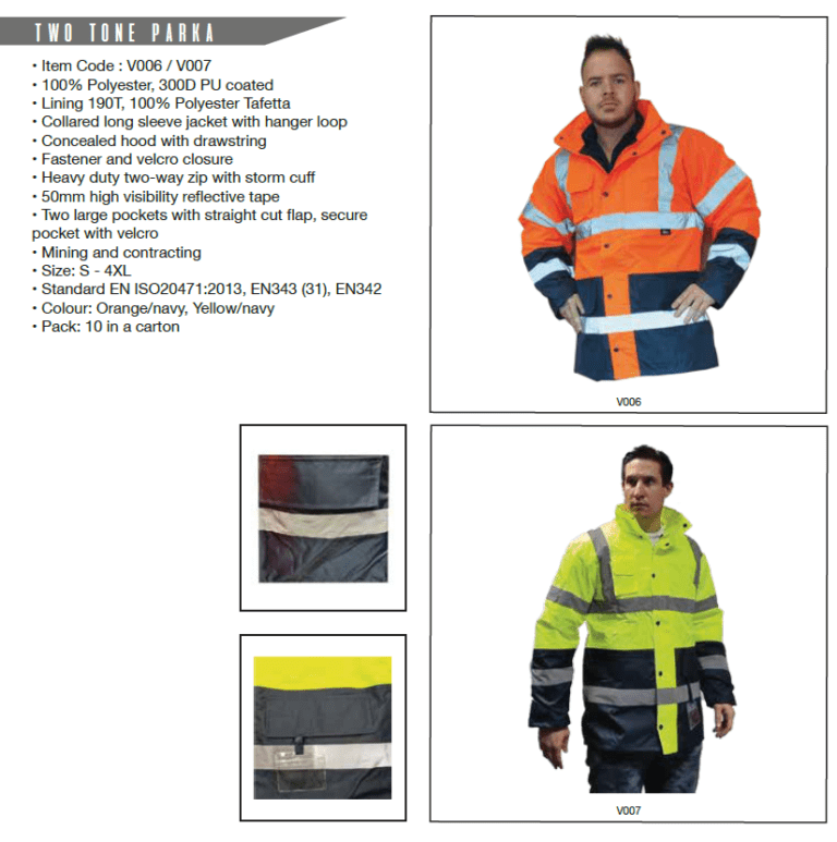 Two Tone Parka Jacket Hi‑Vis Reflective Orange/Navy Lime/Navy S‑3XL EN ...