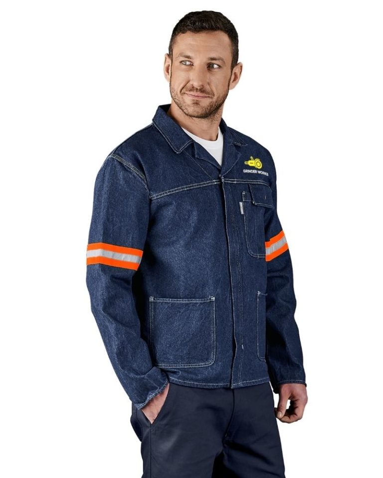 Cast Premium 100% Cotton Denim Jacket WITH ORANGE REFLECTIVES - ZDI ...