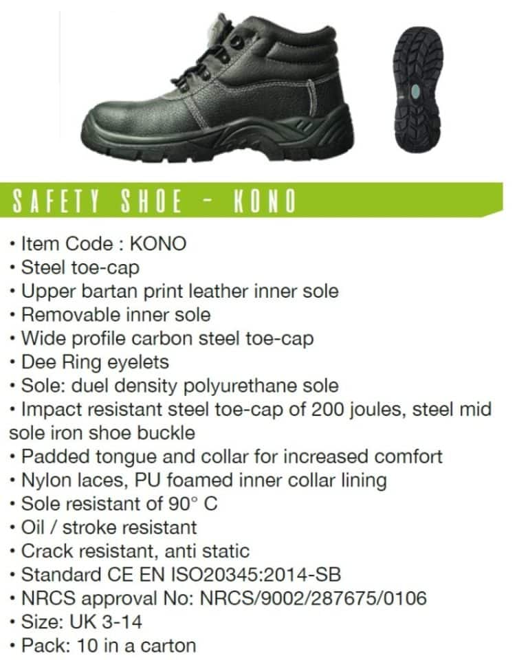 Kono Safety Shoes Steel Toe Black UK3-14 EN ISO20345-SB - ZDI - Safety ...