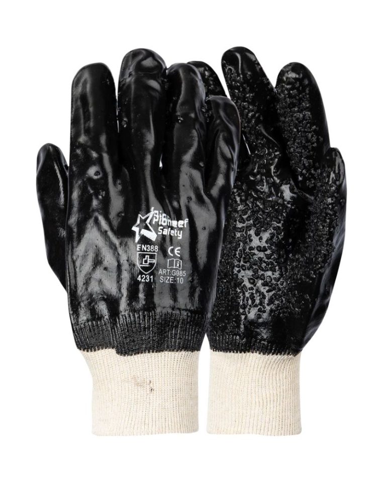 Pioneer Black Chip Palm Pvc Knit Wrist Glove - ZDI - Safety PPE ...