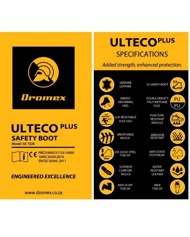 Dromex Ulteco Plus S3 Safety Boot Steel Toe Black UK3‑13 EN20345 - ZDI ...